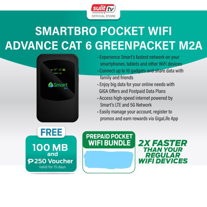 SMART BRO POCKET WIFI ADVANCED CAT 6 GREENPACKET M2A | Lazada PH
