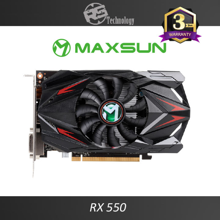 Maxsun AMD Radeon RX 550 4GB GDDR5 128-bit DVI/HDMI/DP Graphic Card ...