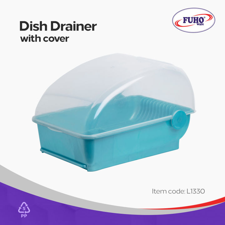 FUHO Dish Drainer with Cover / Plastic Dish Rack / Glass Rack / Kitchen ...