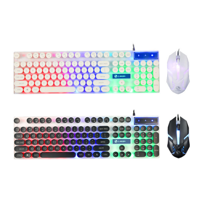 104 Keys Colorful LED Illuminated Backlight Ergonomic Gaming Keyboard ...