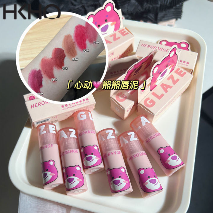 HKHO Son Kem Lì Nhung Hình Gấu Dâu Tây Son Bùn Chống Dính Lâu Trôi ...