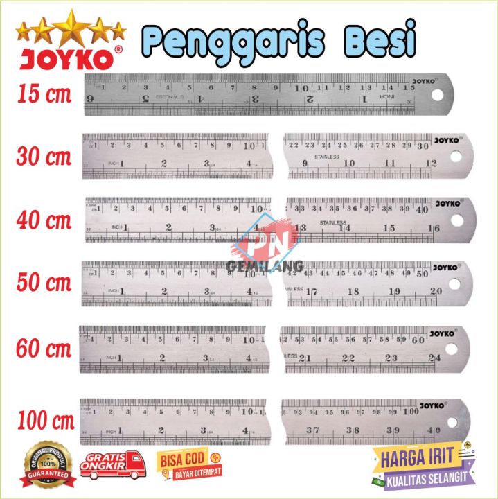 PENGGARIS Stainless, Penggaris BESI JOYKO, Stainless Steel Ruler, MISTAR BESI, PENGGARIS 30 CM ...