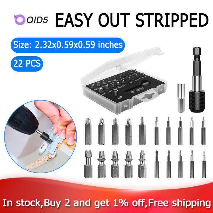 Damaged Screw Extractor Set,22 PCS Stripped Screw Extractor Kit, HSS ...