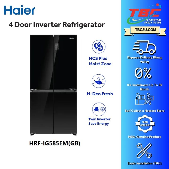 Haier 522L 4 Door Glass Door Refrigerator Twin Inverter Wet & Dry Zone ...