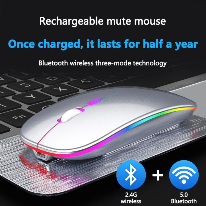 Wireless Mouse Bluetooth with LED 2.4Ghz Receiver Optical Adjustable ...