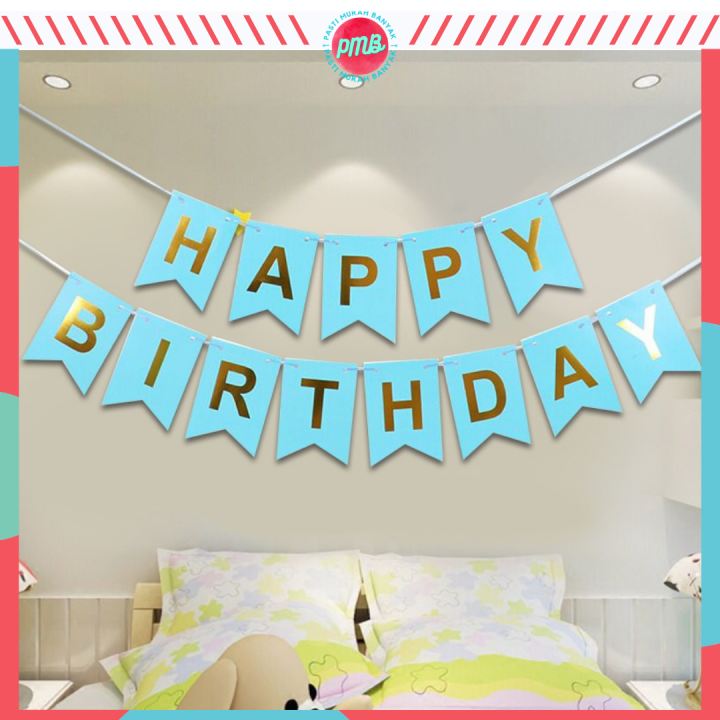 PMB Banner Happy Birthday Warna Warni Backdrop Pesta Bendera Bunting ...
