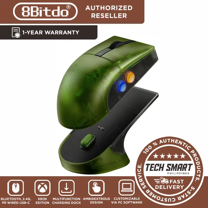 8Bitdo Retro R8 Mouse with Charging Dock, PAW 3395 Optical Sensor DPI ...