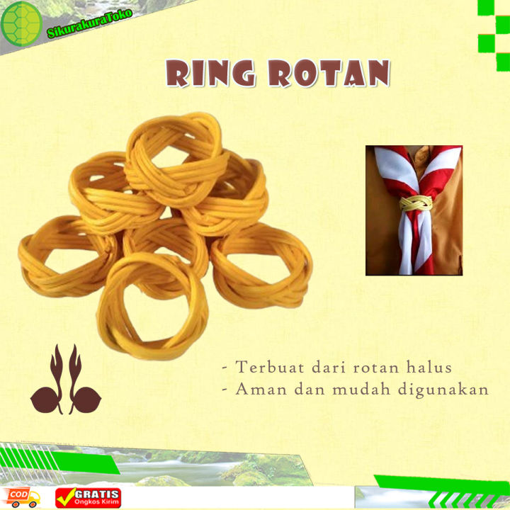 2 PCS Ring Pramuka Rotan Cincin Hasduk Kacu Pramuka Rotan Pernis Siaga ...