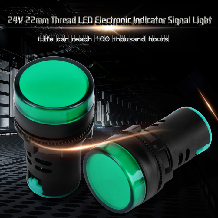 10Pcs AC/DC 24V 22mm Thread LED Electronic Indicator Signal Light ...