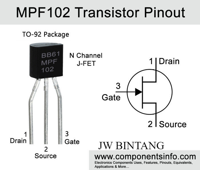 sparepart MPF102 MP F102 MPF 102 N-Channel RF Amplifier JFET Transistor ...