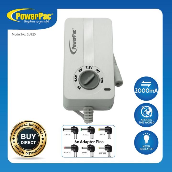 PowerPac AC DC Universal Adapter - 2000mA (SU920) | Lazada Singapore