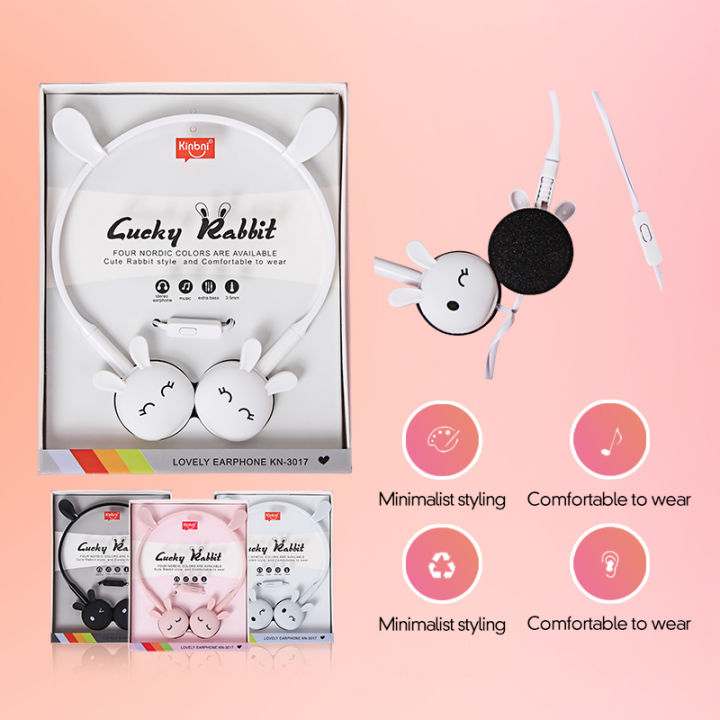 Cute Student Earphone Wired Model Cartoon Cute Rabbit Headset 3.5mm ...