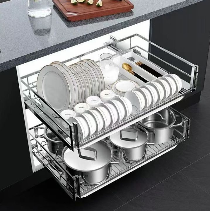Pull Basket Tray Organizer 304 Thicken for Kitchen Cabinet stainless ...