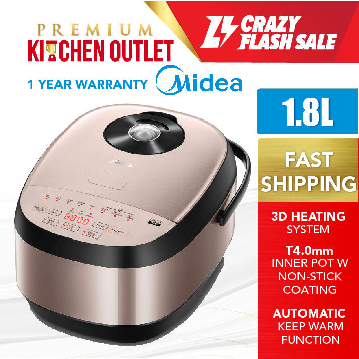 Midea 1.8L Digital Rice Cooker MB-DR5011GL | Non-Stick Coating ...