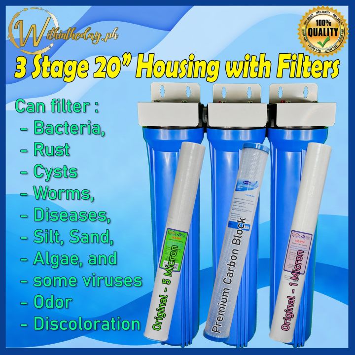 3 Stage 20 inch Water Filter housing Complete Set with Free Filters ...