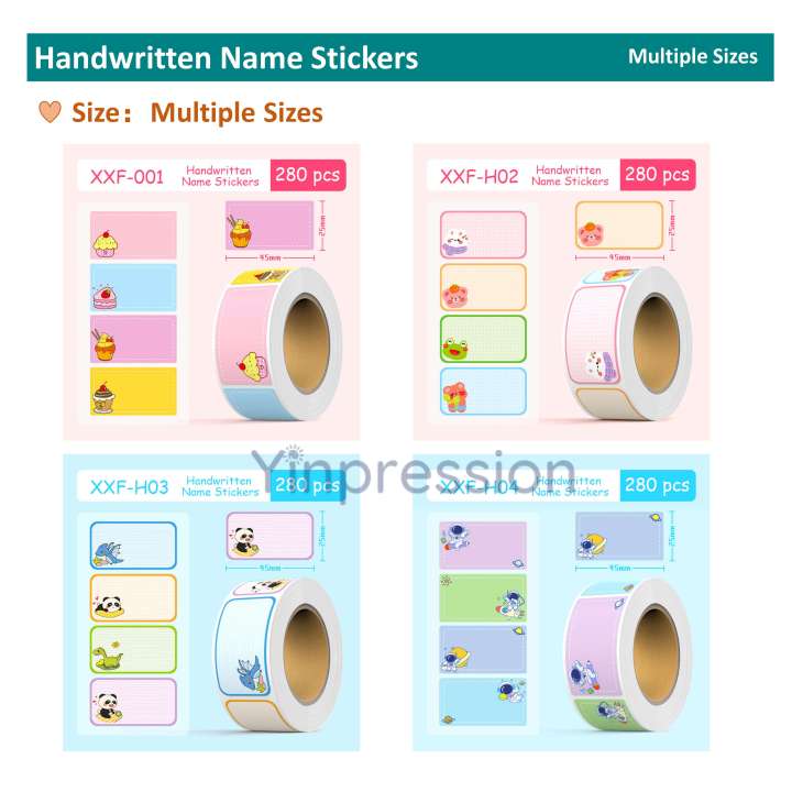 Handwritten Name Labels for Students Note Stickers Cartoon Blank Label ...