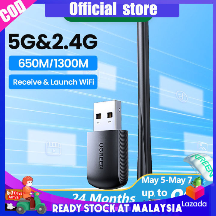 UGREEN Wifi Adapter Wireless Adapter 1300Mbps 5Ghz & 2.4GHz Dual Band ...