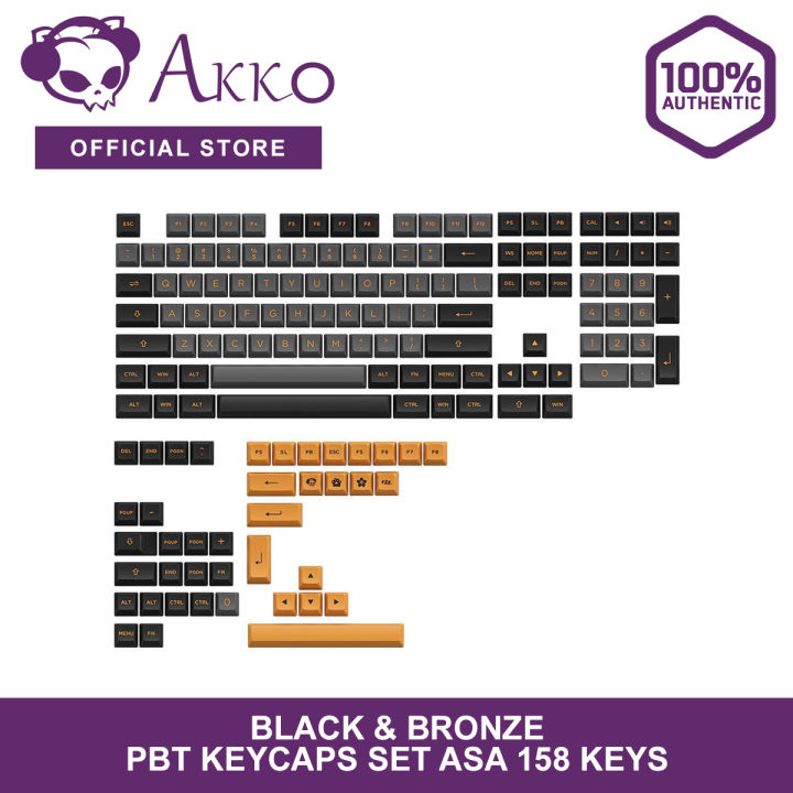 Akko Black & Bronze PBT Keycaps Set ASA 158 Keys | Lazada PH