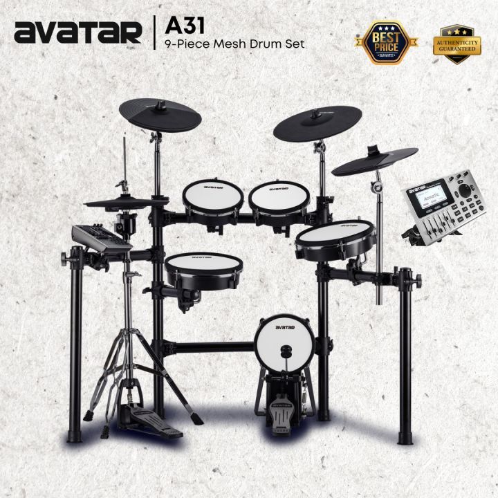 Avatar A31 Professional 9-Piece Mesh Kit Electric Drum Set (5PC Drum ...