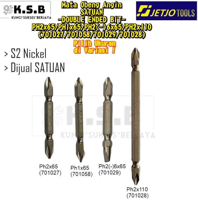Mata Obeng Angin SATUAN PH1 /PH2 / PH2&(-)6x65mm / PH2x110 /Double ...