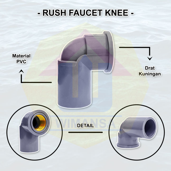 WMS-RUSH FAUCET KNEE DRAT KUNINGAN 1/2 INCH - SAMBUNGAN PIPA PVC ...
