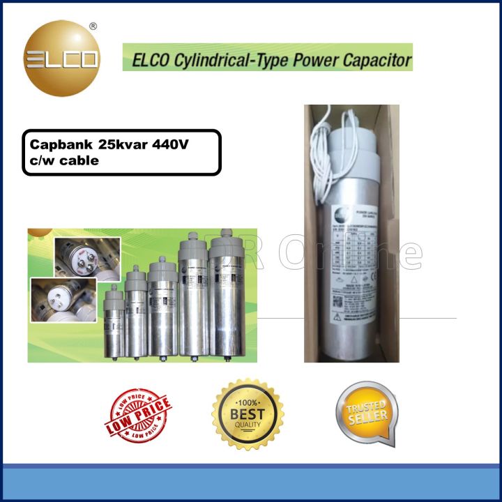 ELCO Power Capacitor bank Cylinder Type 10kvar/15kvar/20kvar/25kvar 440V C/w Cable | Lazada