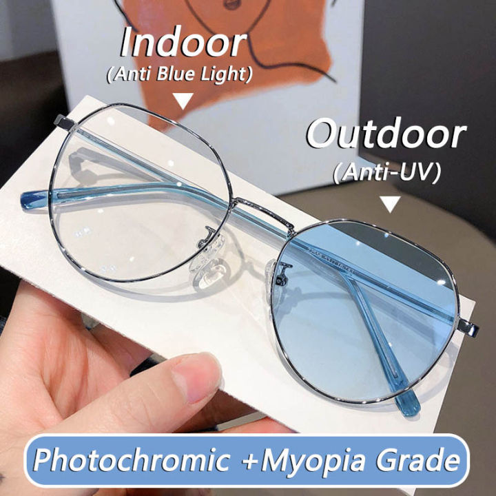 【Photochromic + Myopia Grade】Anti-Blue Light Nearsighted Glasses for ...