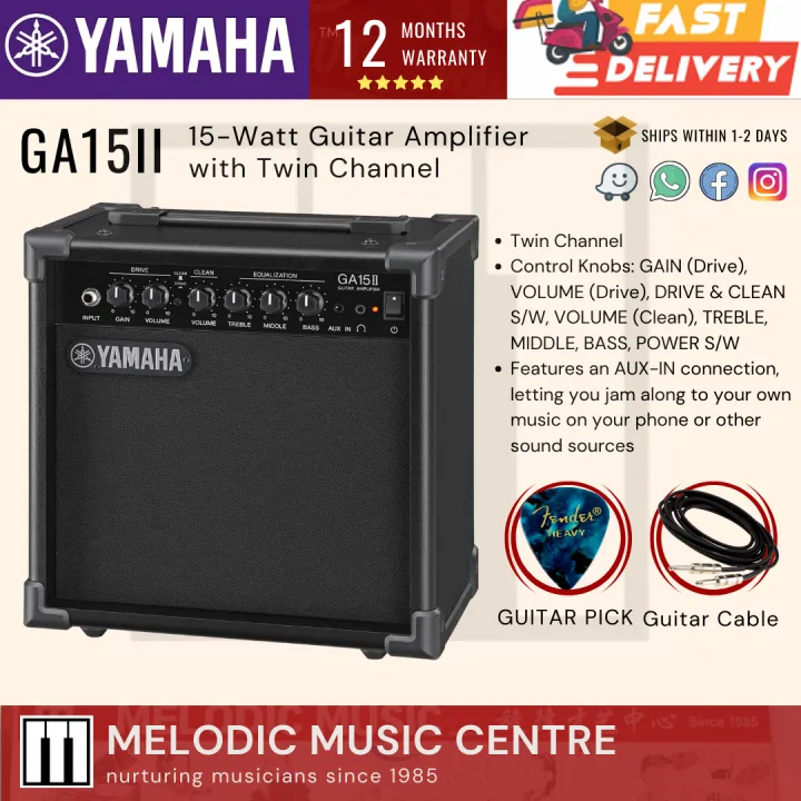 Yamaha GA15II Amplifier 15 Watt Twin Channel Electric Guitar Speaker ...