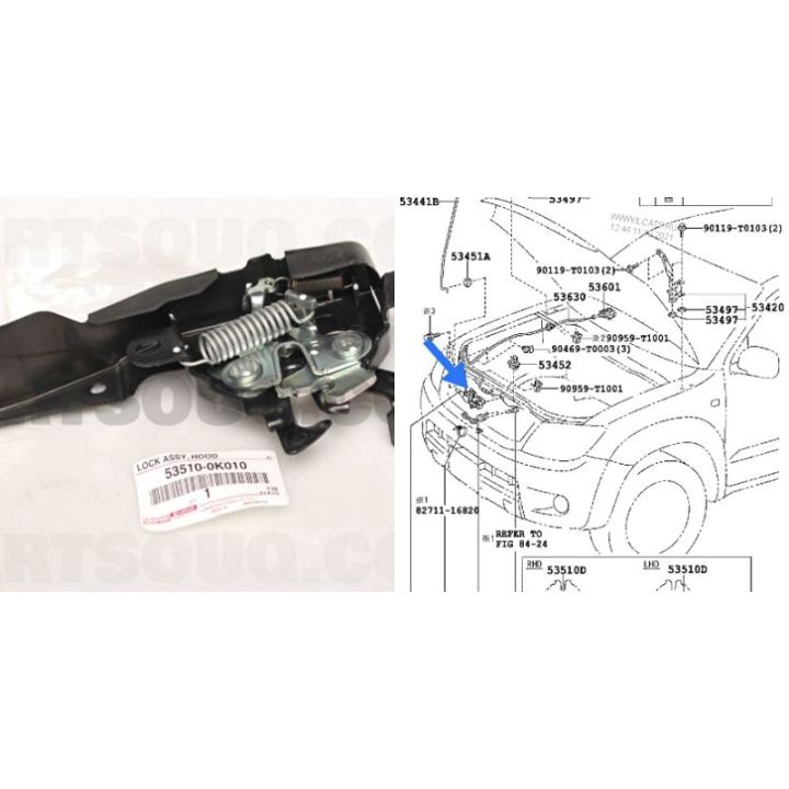 *ORIGINAL TOYOTA KUN25 HILUX 2005-2008 FRONT BONNET LOCK/ HOOD LOCK ...