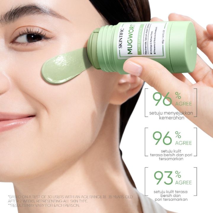 SKINTIFIC - Mugwort Acne Clay Stick 40G | Masker Wajah Masker Komedo ...