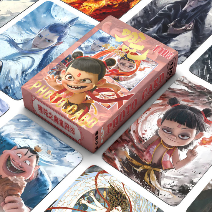 55pcs/1 box Anime Nezha Card Nezha Movie Commemorative Card Set Double ...