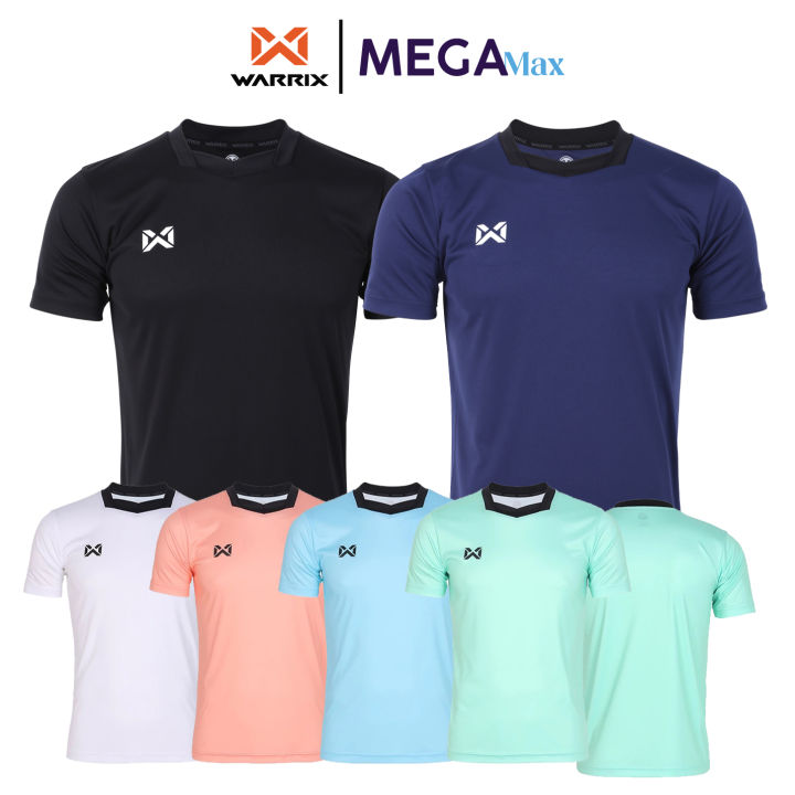 เสื้อกีฬา WARRIX 241FBACL02 คอกลม ตัดต่อคอเหลี่ยม ผ้าไมโครเรียบ แขนสั้น ...