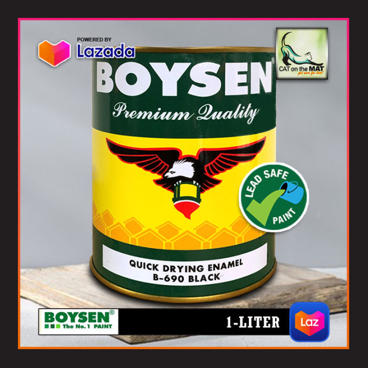 BOYSEN QUICK DRYING ENAMEL BLACK B-690 / FLAT BLACK B-691 1-LITER ...
