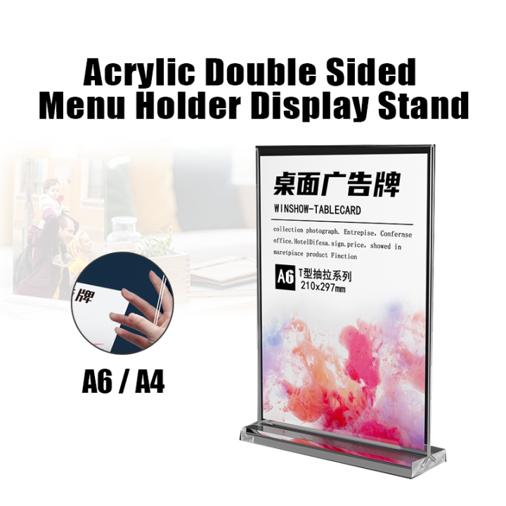 A4/A6 Acrylic Menu Billboard Menu Display Stand For Shops/Restaurants ...