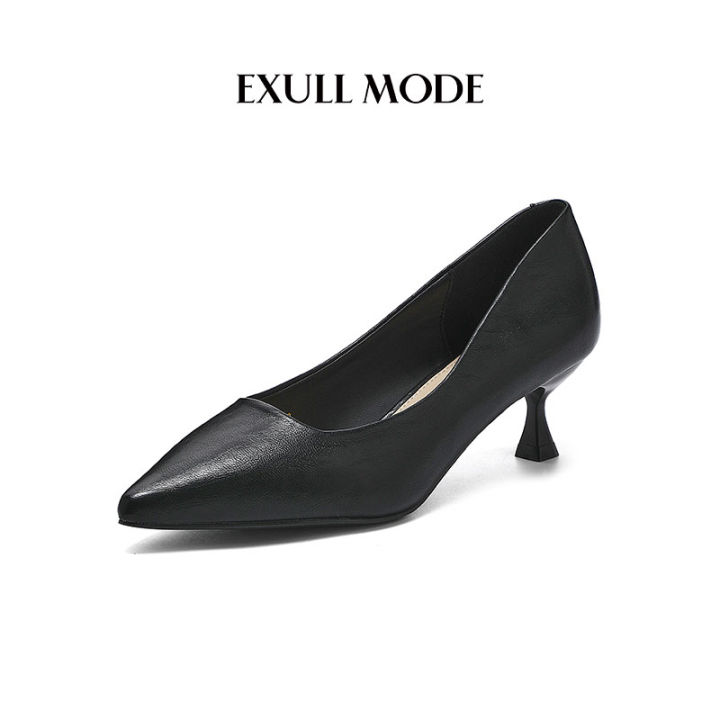 EXULL MODE Black Toe High Heels Comfortable Women's Shoes 7517003860 ...