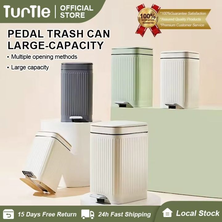 TurTle Trash Bin Large Capacity Push-type Trash with Foot Pedal for ...