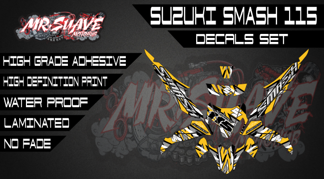 Suzuki Smash 115 Abstract Decals Set (Yellow) | Lazada PH