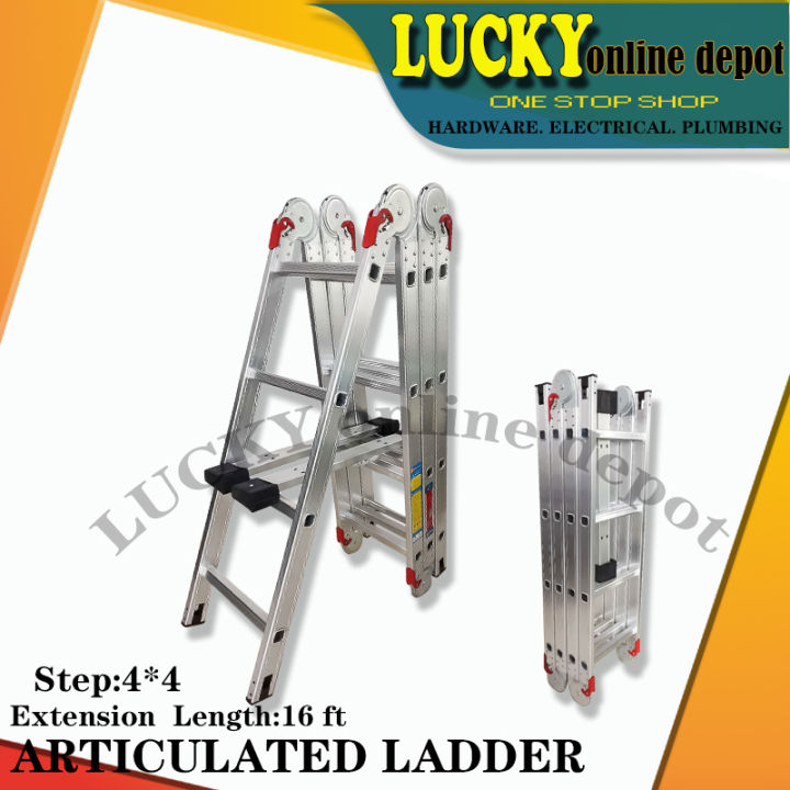 GOLDEN DRAGON ALUMINUM ARTICULATED LADDER (16 STEP 4x4 ) | Lazada PH