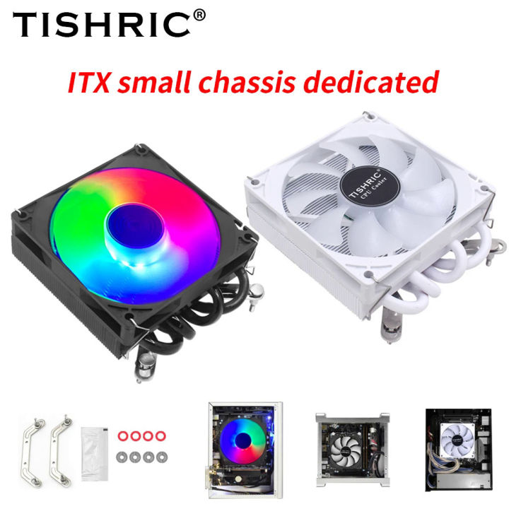 TISHRIC ITX CPU Cooler PC Radiator 4 Heat Tower 4Pin PWM RGB Air Cooler ...