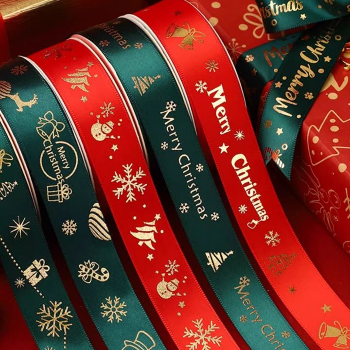 1 Roll Christmas Satin Ribbon 1 Inch x 25 Yards Merry Christmas Printed ...