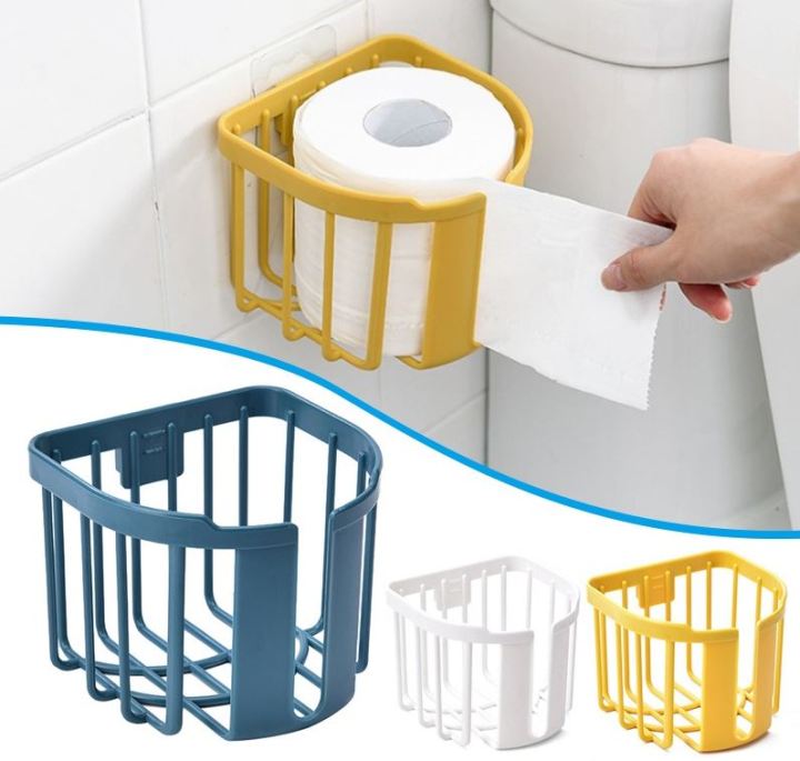Wall Mounted Tissue Paper Holder Adhesive Hanging Basket Drainage ...