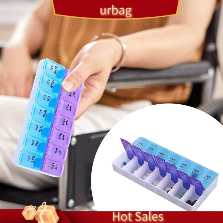 URBAG 7-Day Weekly Pill Box Moisture-proof Double Row Tablte Dispenser ...