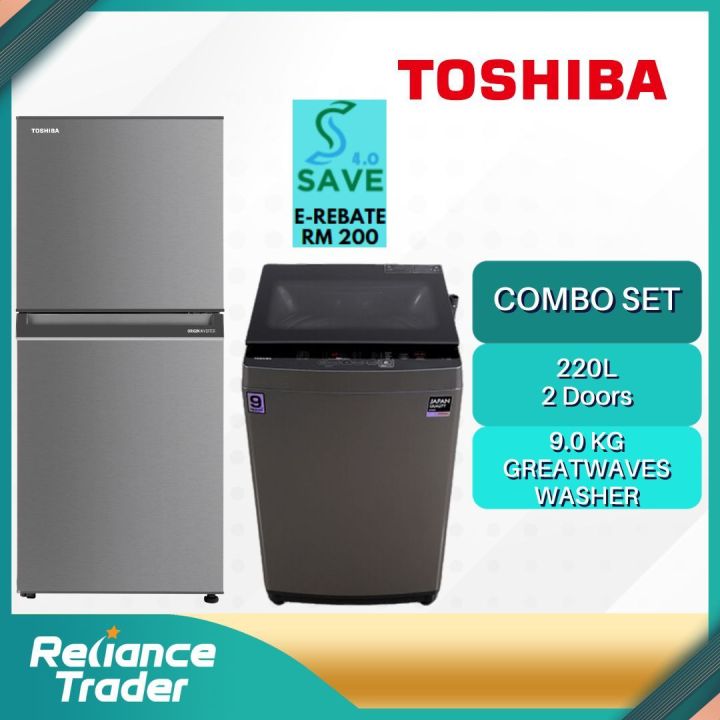《Save 4.0》[Combo] Toshiba GR-RT230WE-PMY 220L 2 Door Refrigerator + AW ...