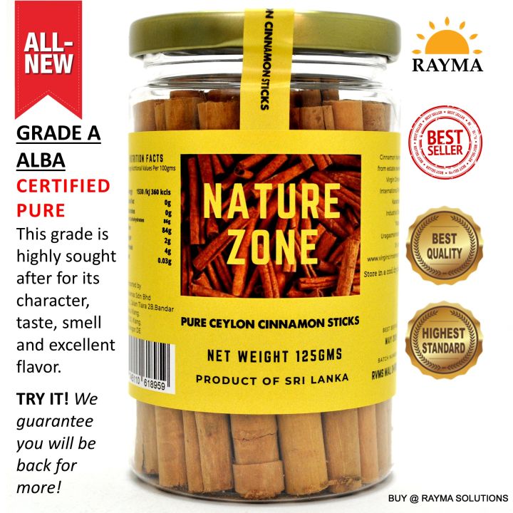 [NEW] NATURE ZONE Pure True Ceylon Cinnamon Stick, Grade A ALBA, 125g ...