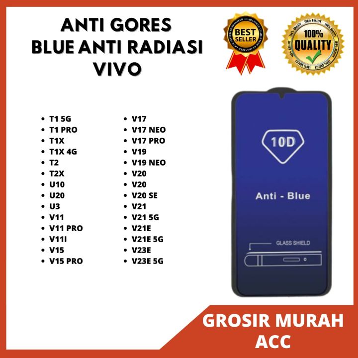 Tempered Glass Anti Blue/Anti Radiasi VIVO S1-S1 PRO-T1-T1 5G-T1 PRO-T1X-T1X 4G-T2-T2X-U10-U20 ...