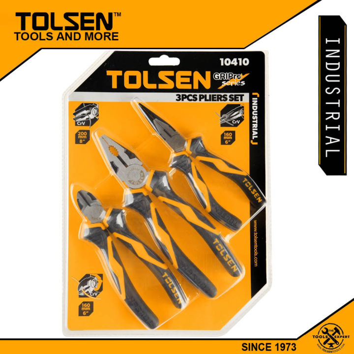 Tolsen Industrial 3pcs Plier Set (Combination, Long Nose, Cutting) GRiPro Series 10410 | Lazada PH