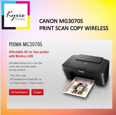 CANON PIXMA MG3070S Compact Wireless All-In-One with Low-Cost ...