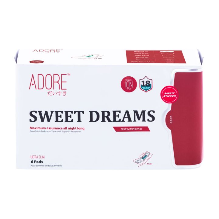 ADORE Sweet Dreams Ultra Slim Maximum Assurance All Night Long 41cm 6 ...