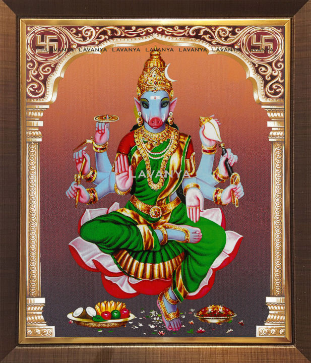 Varahi Amman Green Digital Photo with Frame and Glass (L561) | Lazada