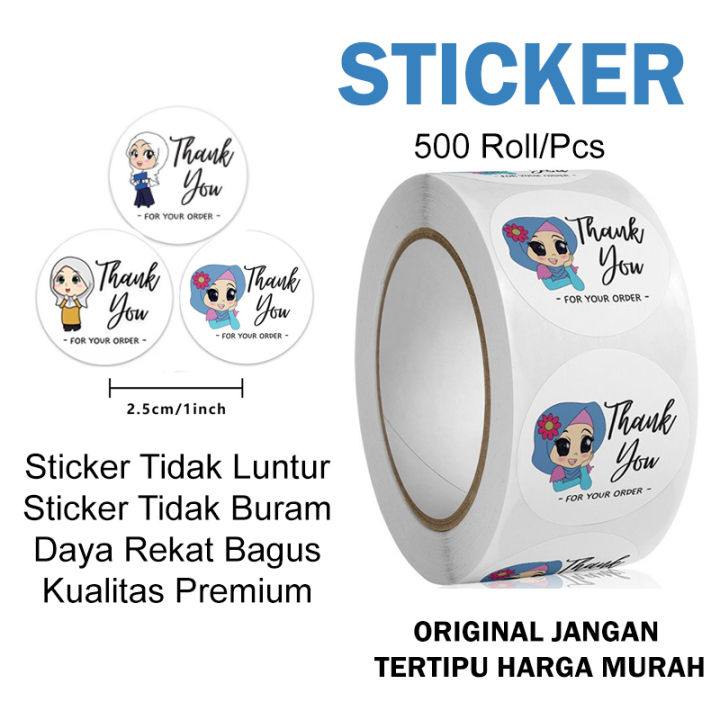 Bisa Cod - 1 Roll (500 Pcs) Stiker Label Kue Makanan Sticker Thank You ...